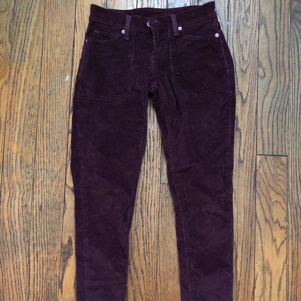 Vintage Levi Burgundy Corduroy Pants Skinny - Gem